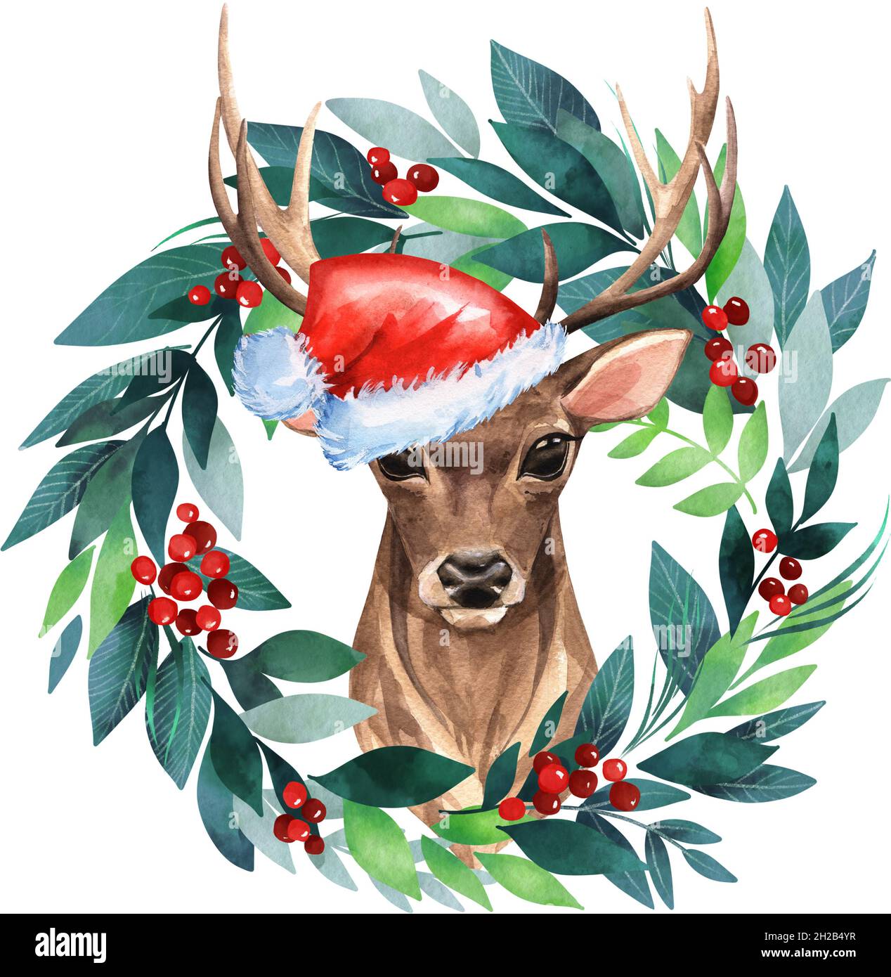 Watercolor deer hi-res stock photography and images - Alamy