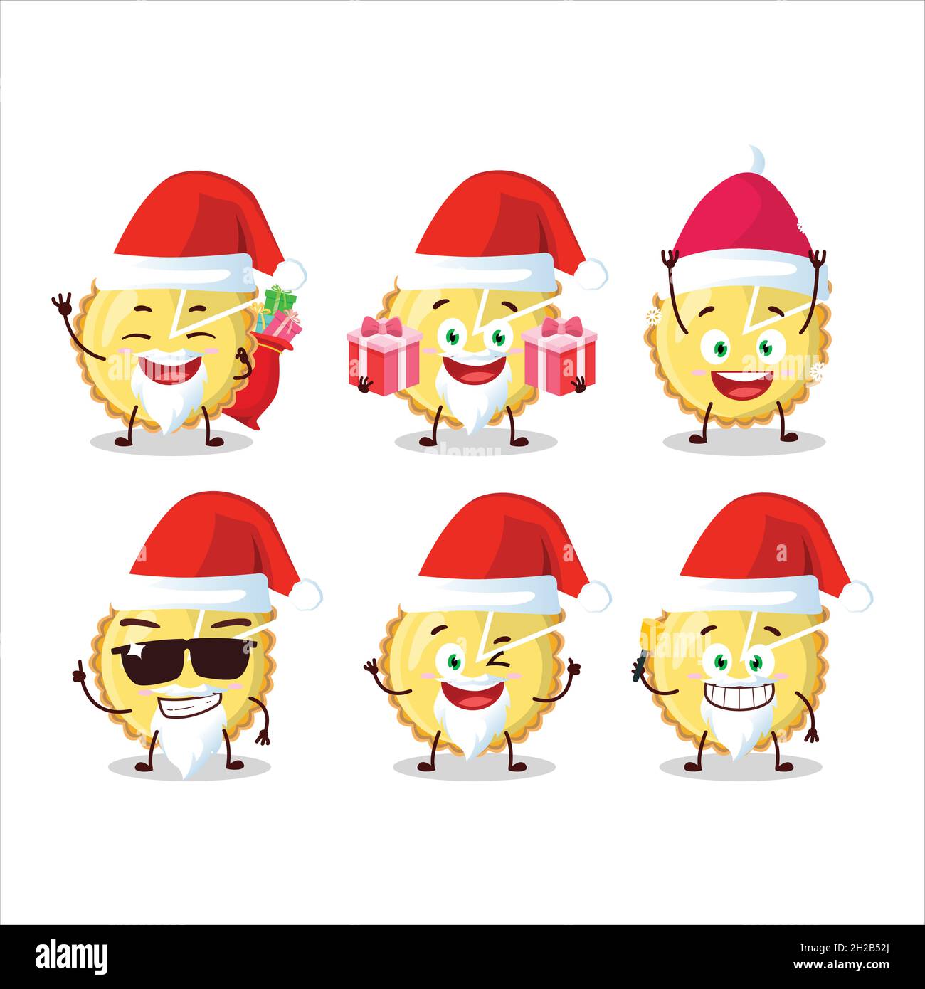 Santa Claus emoticons with lemon tart cartoon character. Vector ...