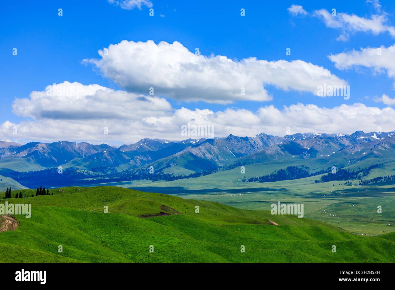 Nalati grassland with beautiful mountain natural landscape in Xinjiang ...