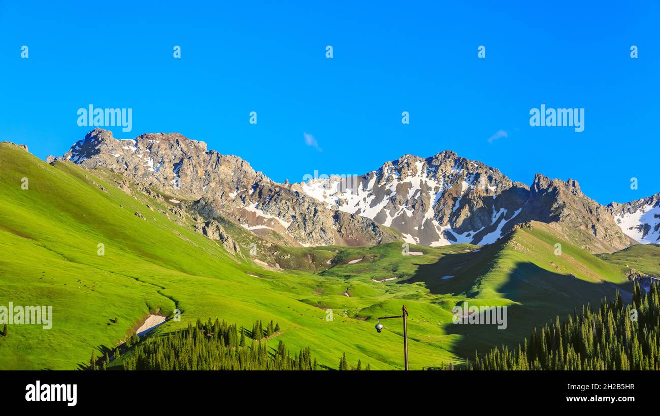 Nalati grassland with beautiful mountain natural landscape in Xinjiang ...