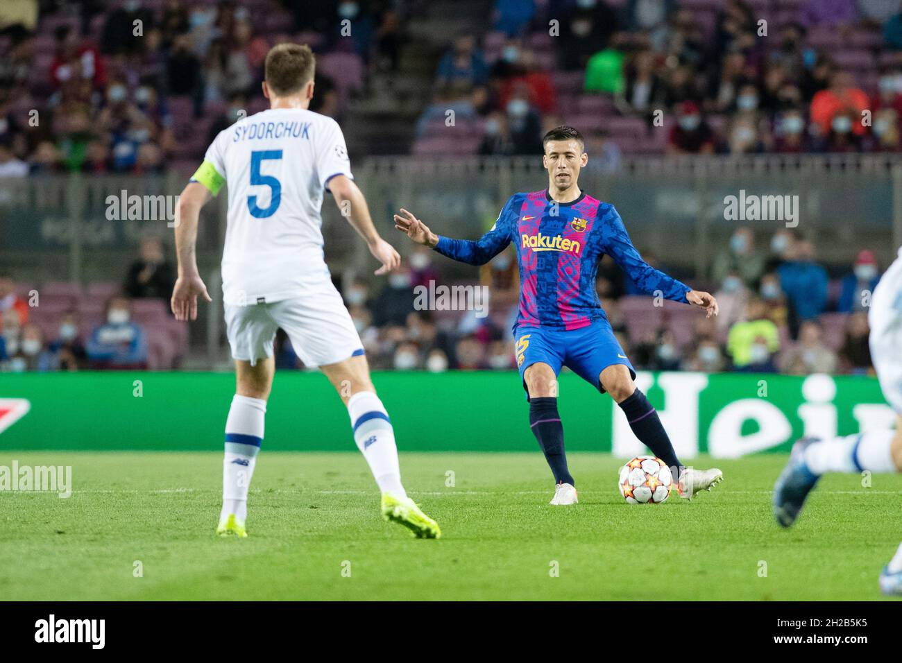 Barcelona, Spain, October 20, 2021, Clement Lenglet of FC Barcelona ...