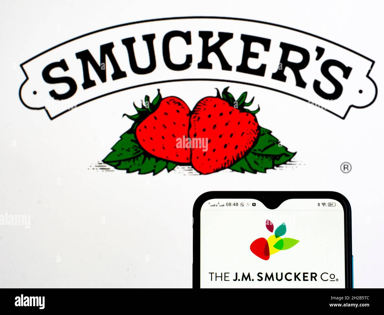 In this photo illustration The J.M. Smucker Co. logo seen displayed on ...