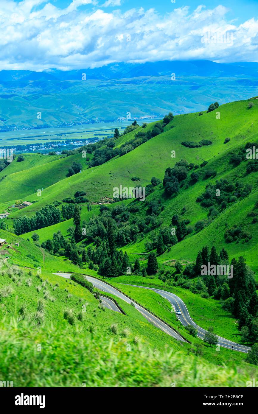 Nalati grassland with beautiful mountain natural landscape in Xinjiang ...