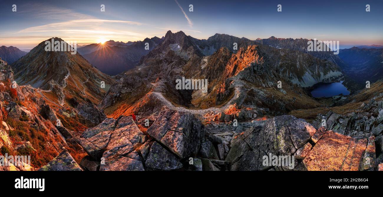 Beautiful sunset mountain panorama from Poland Tatras - Szpiglasowy ...
