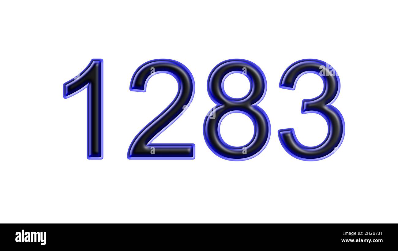 blue 1283 number 3d effect white background Stock Photo - Alamy
