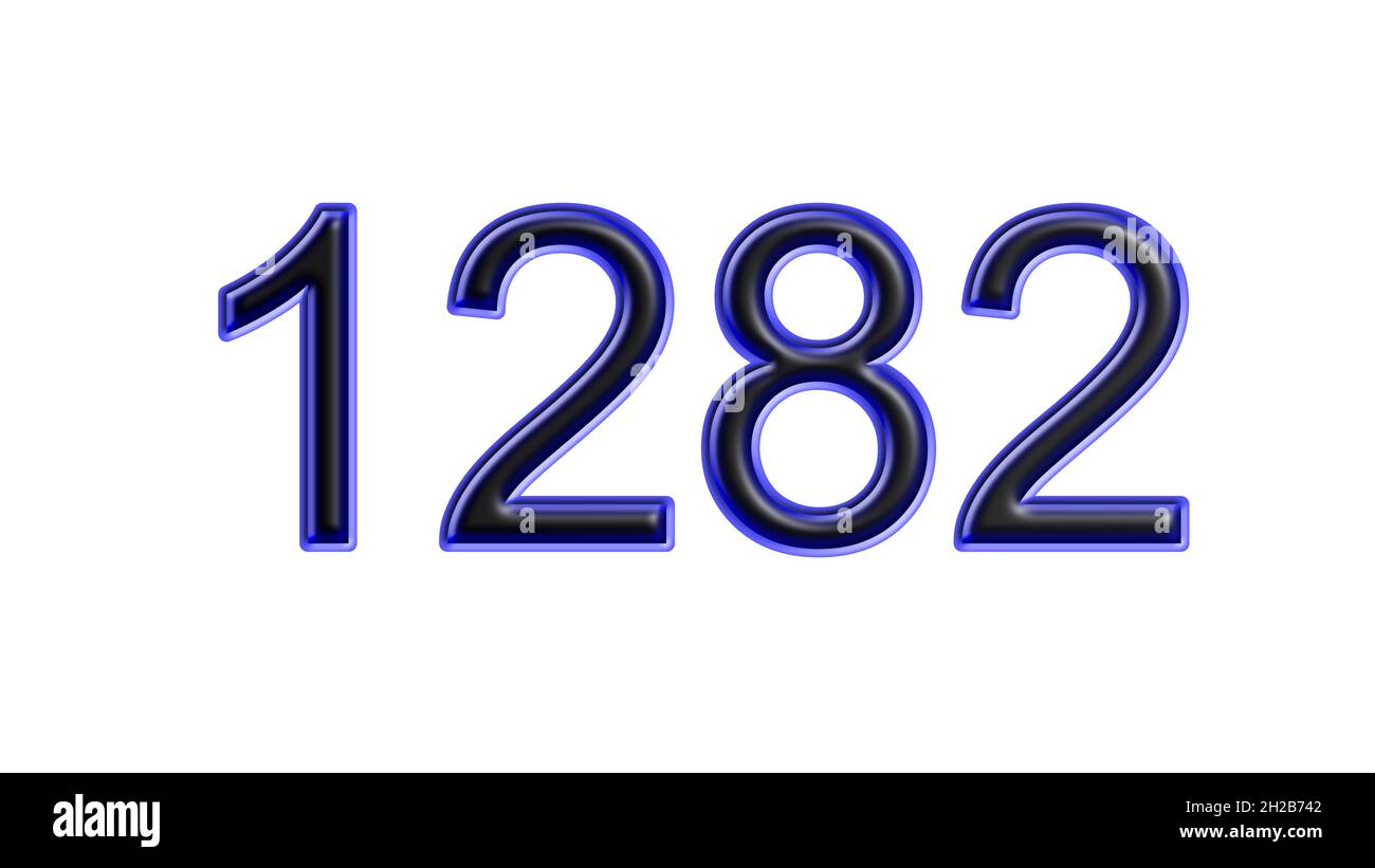 blue 1282 number 3d effect white background Stock Photo - Alamy