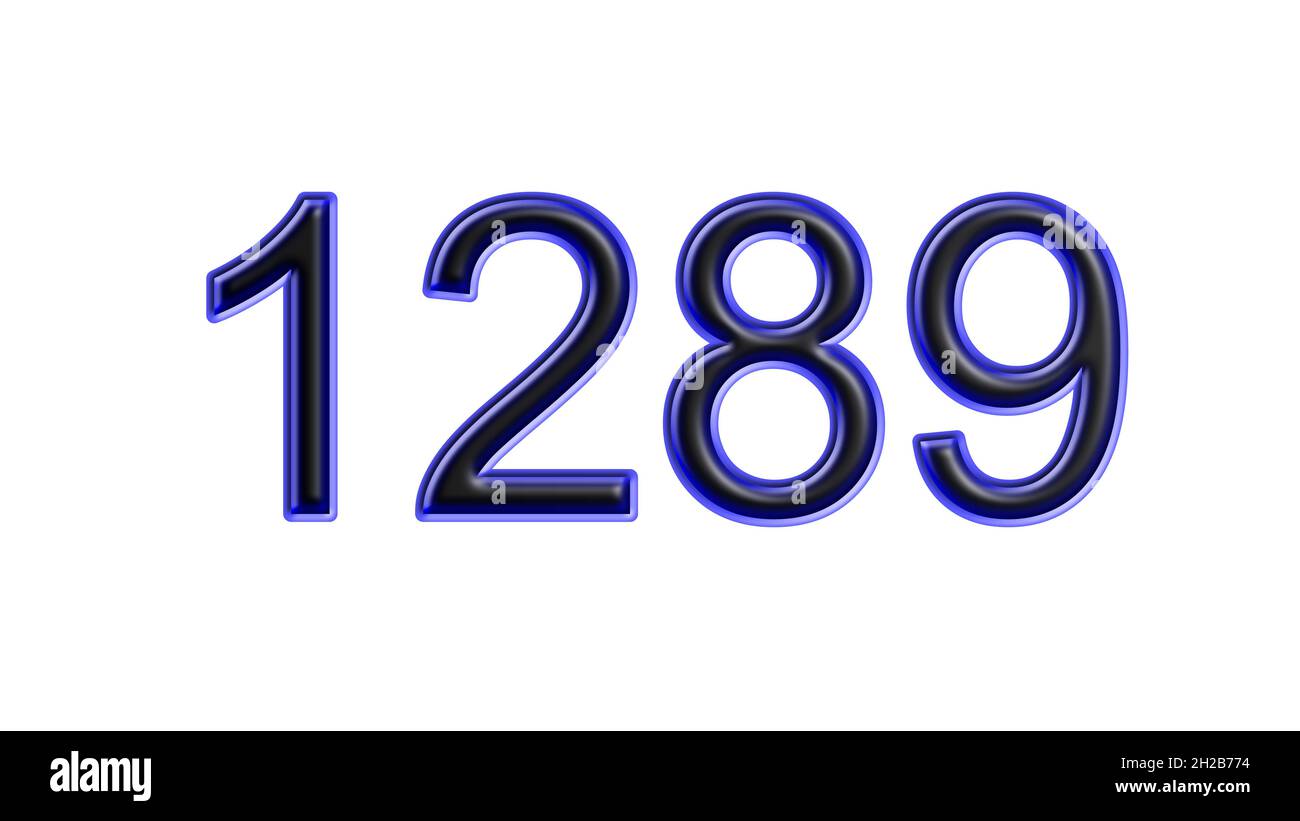 blue 1289 number 3d effect white background Stock Photo - Alamy