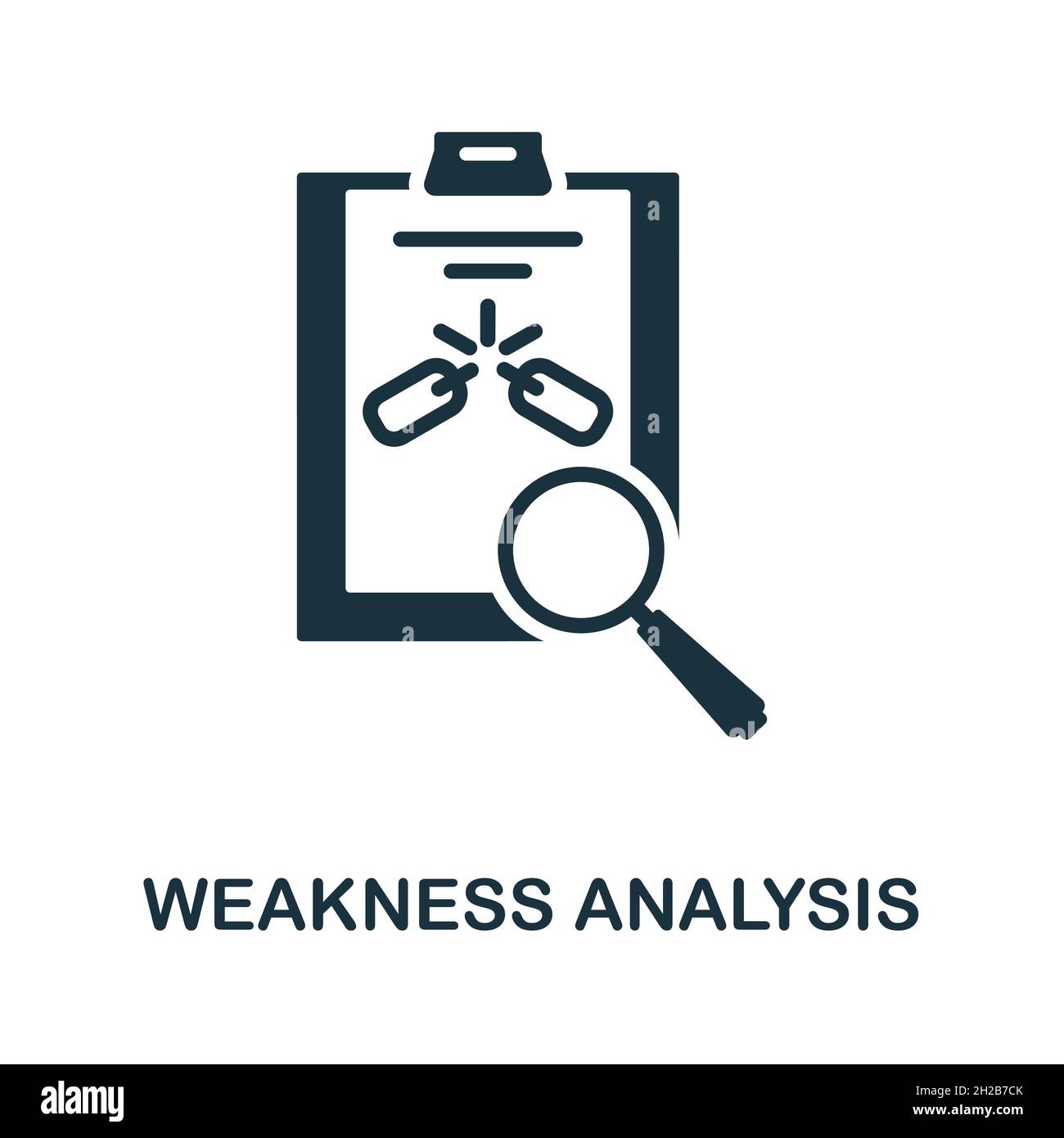 Weakness Analysis icon. Monochrome sign from corporate development ...