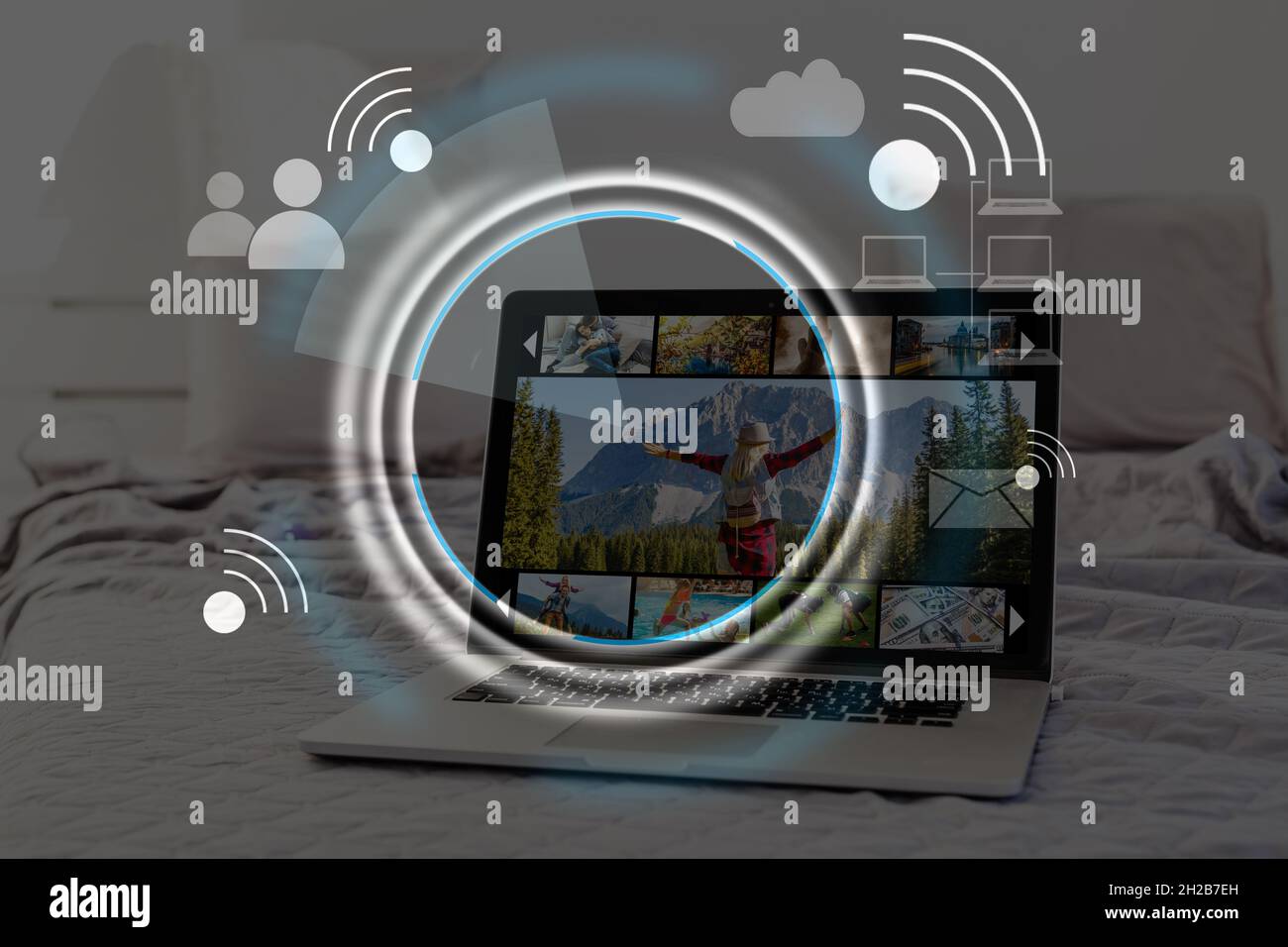 Business networking connection concept and Wi-Fi. Technology ...