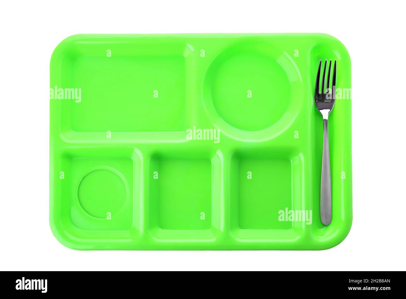 Empty plastic tray on white background, top view. School lunch Stock ...