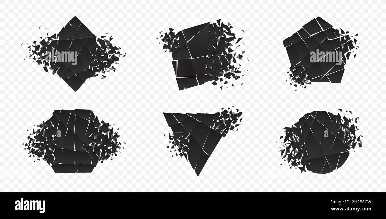 Shape explosion broken and shattered flat style design vector ...