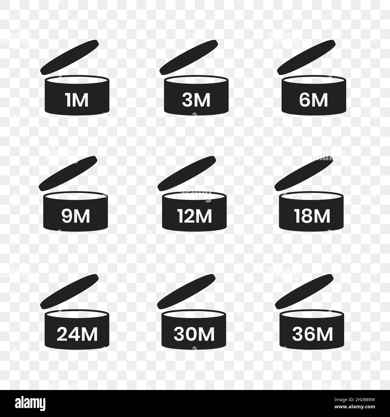 PAO, period after open icon sign set flat style design vector ...