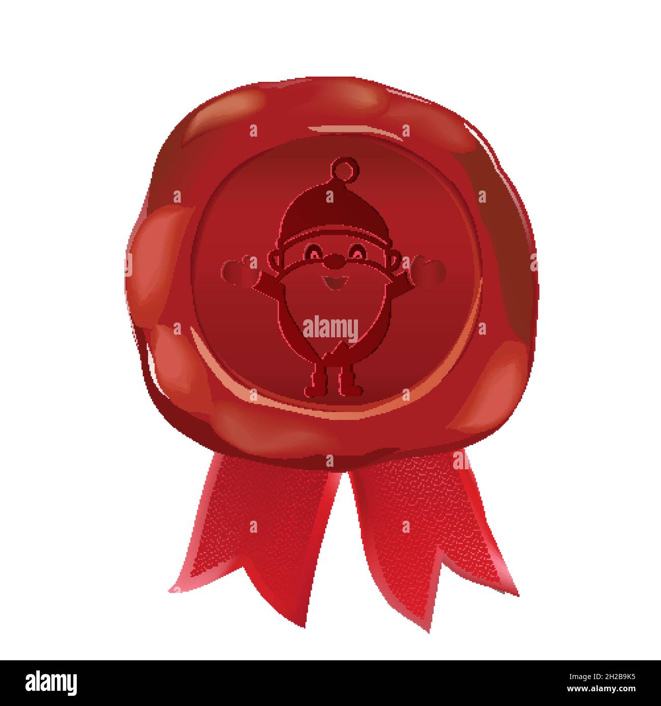 Santa Claus in Red Wax Seal on white background. Realistic vector ...
