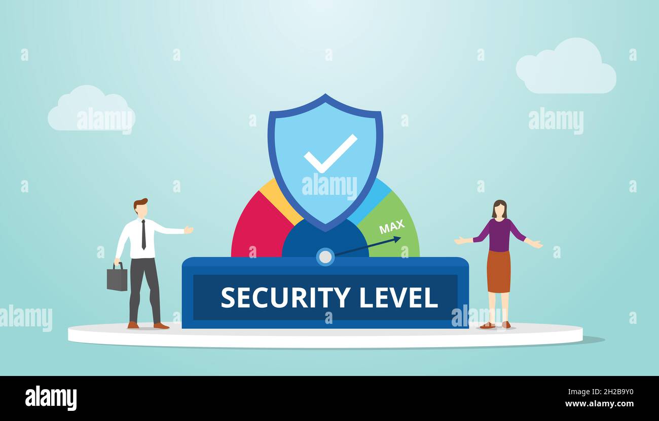 security level concept with secure badge and people team work together ...