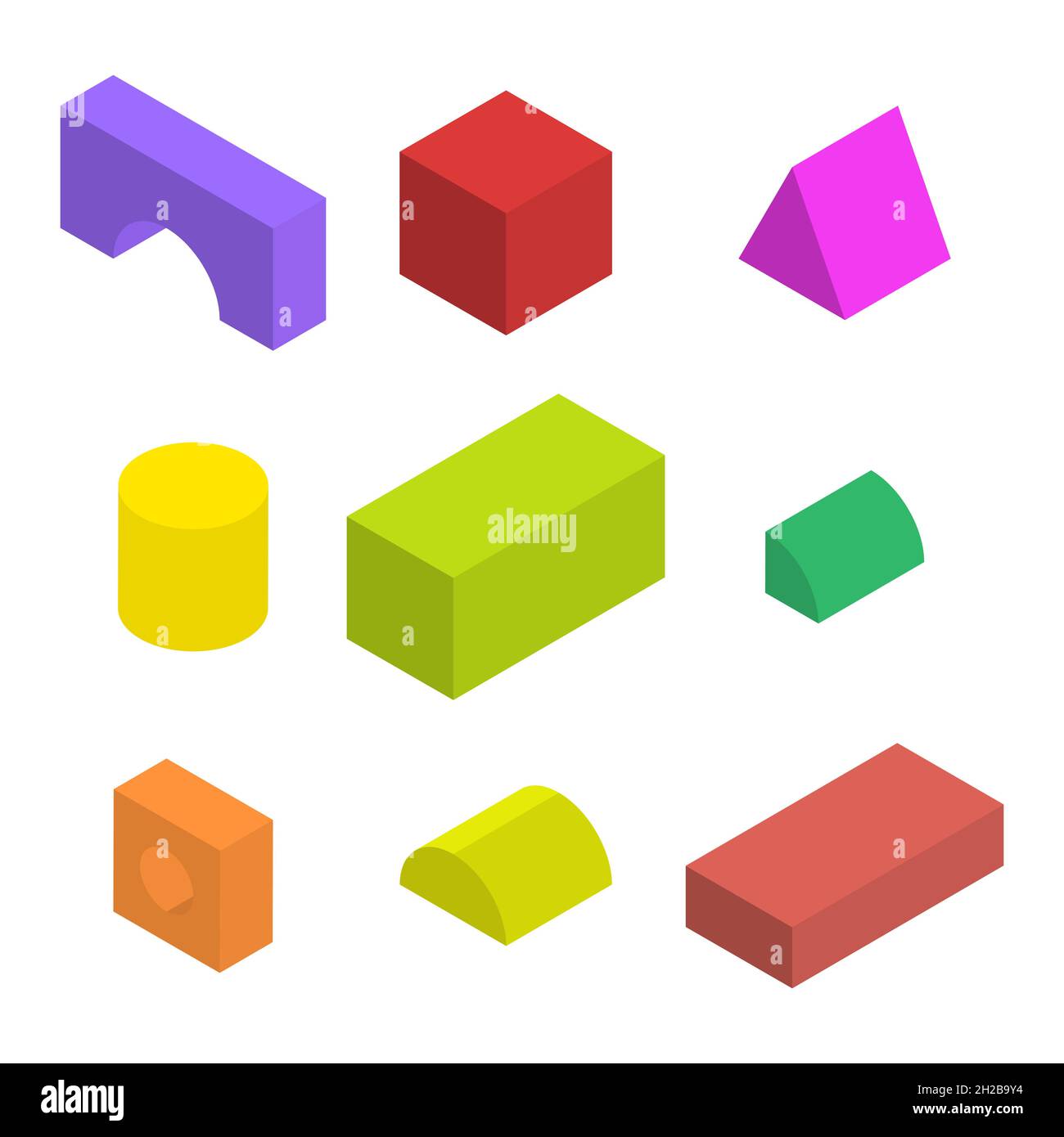 Multi-colored childrens cubes. Flat 3d isometric style, vector ...