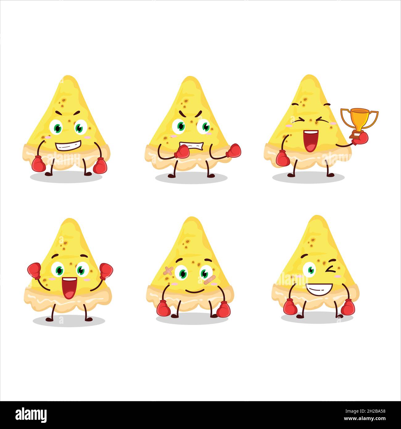 A sporty slice of cheese tart boxing athlete cartoon mascot design ...