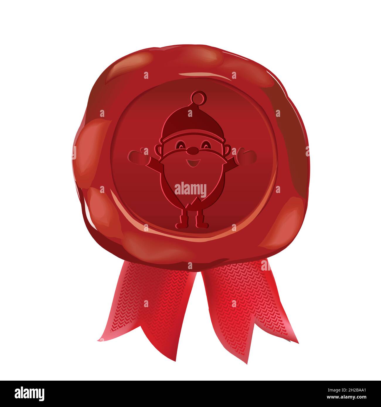 Santa Claus in Red Wax Seal on white background. Realistic vector ...