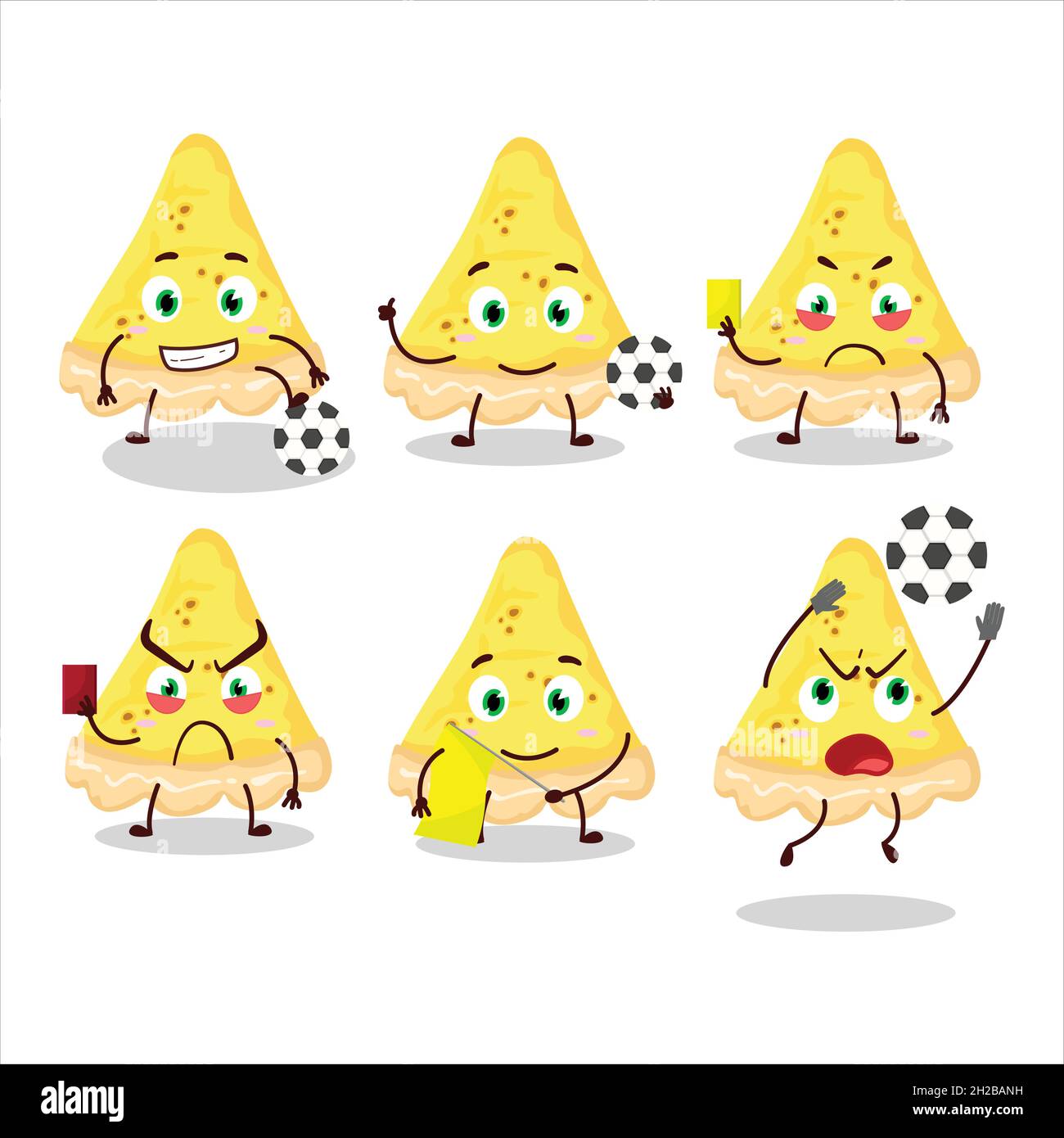 Slice of cheese tart cartoon character working as a Football referee ...
