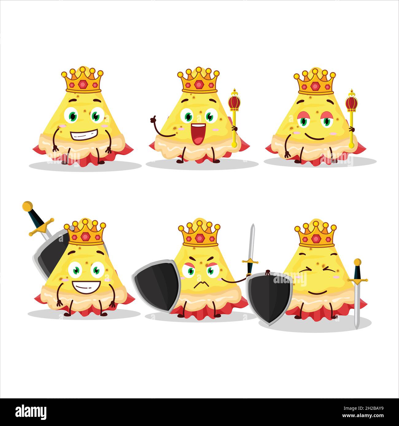 A Charismatic King slice of cheese tart cartoon character wearing a ...