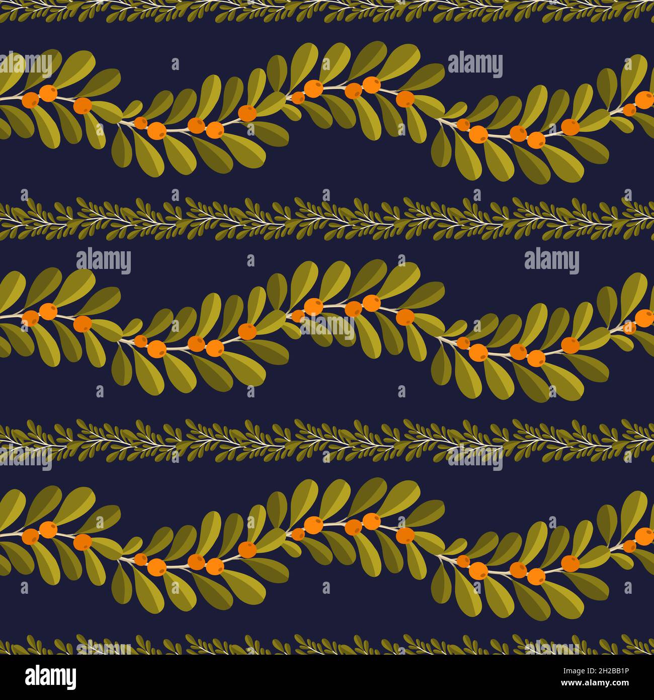 Seamless pattern branch leaves.Nature background horizontal strip plant ...