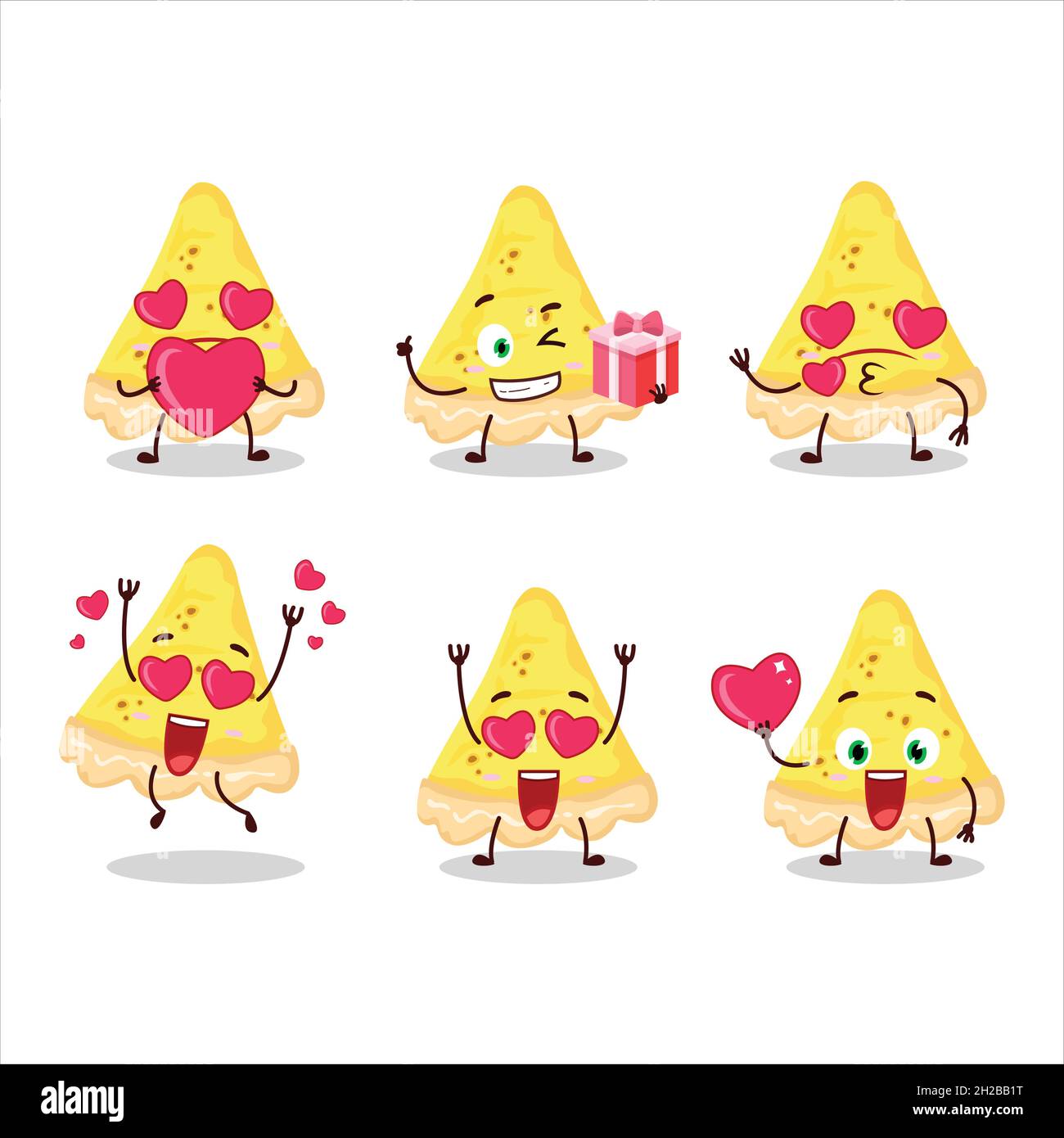 Slice of cheese tart cartoon character with love cute emoticon. Vector ...