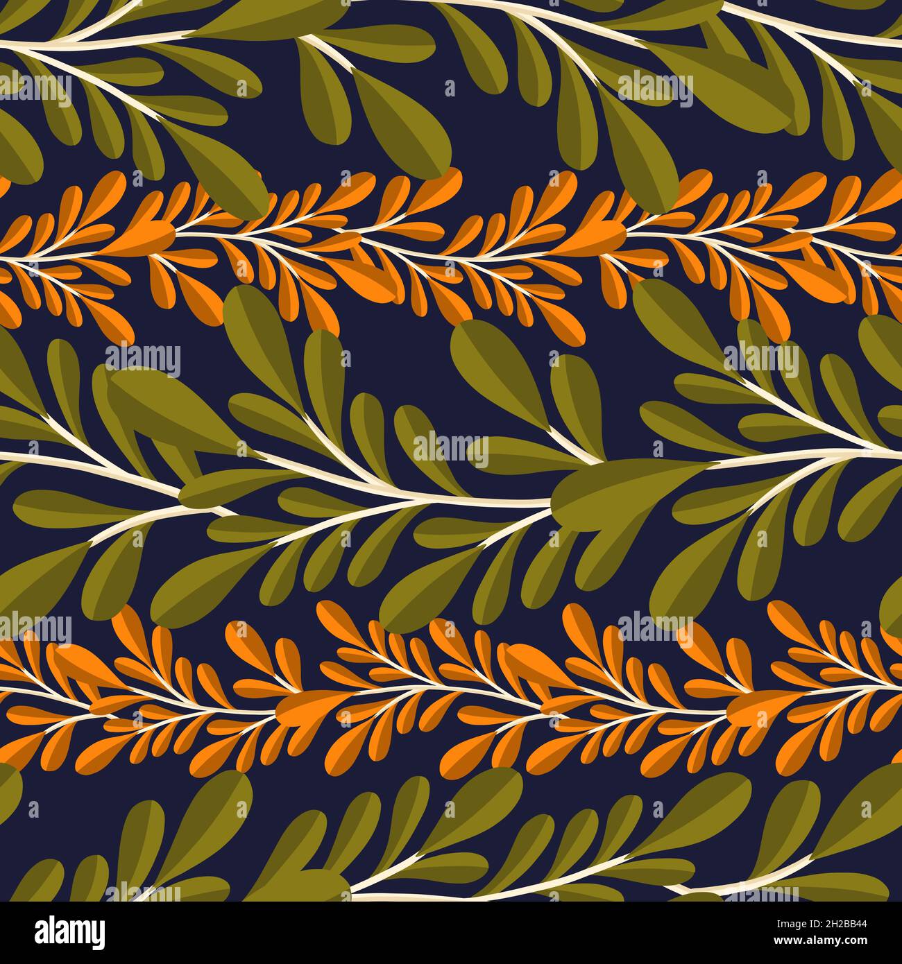 Seamless pattern branch leaves.Nature background horizontal strip plant ...