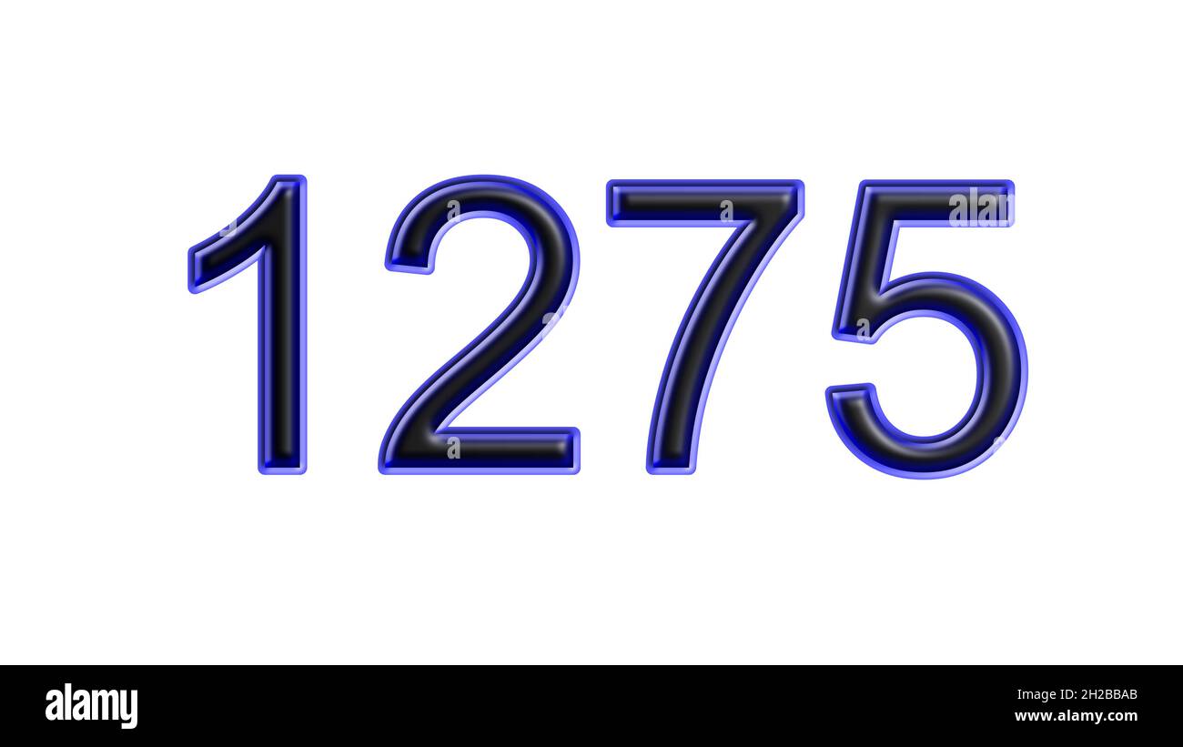 blue 1275 number 3d effect white background Stock Photo - Alamy