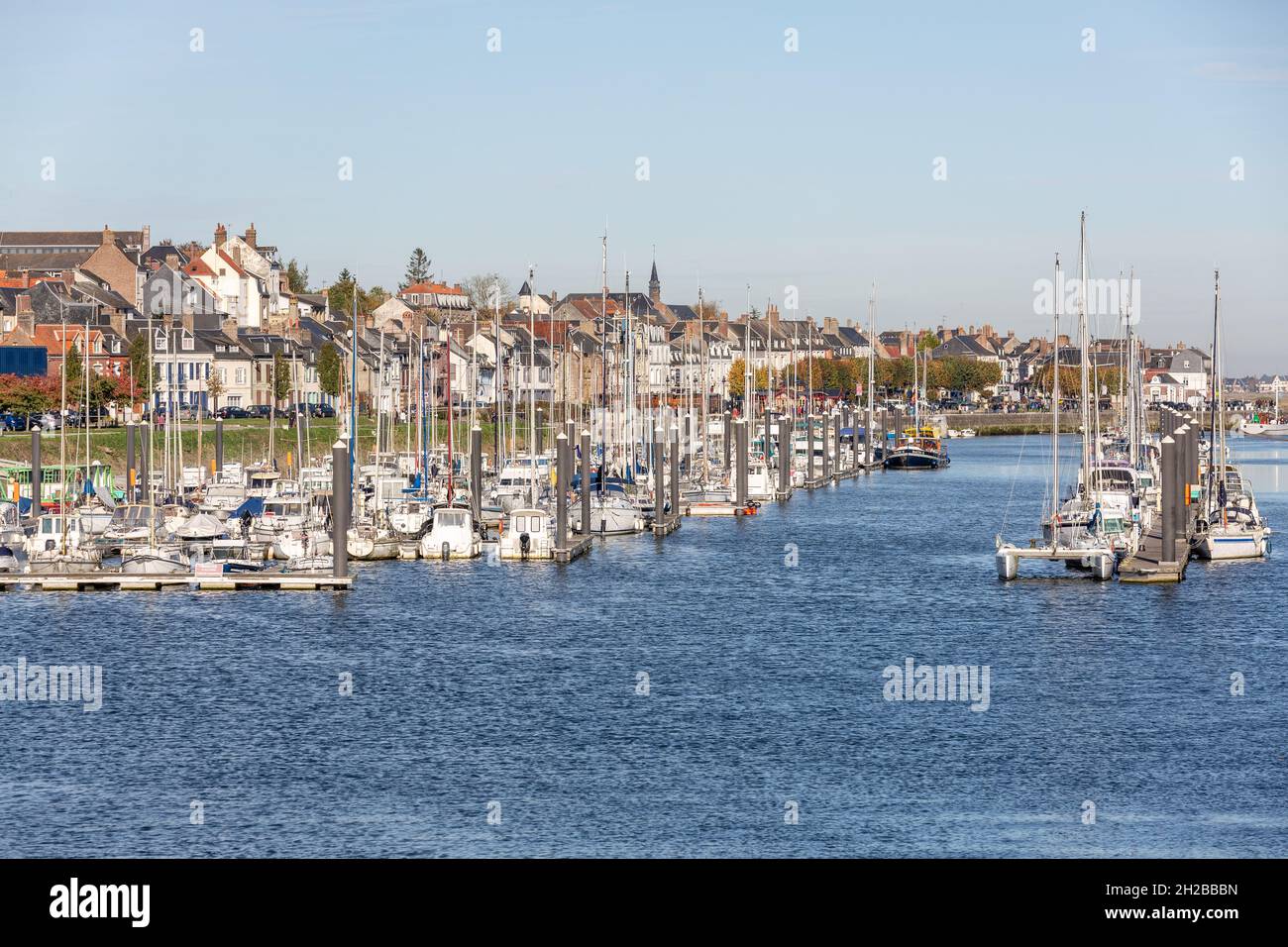 View of the port of Saint-Valery, in the Bay of the Somme, with its ...