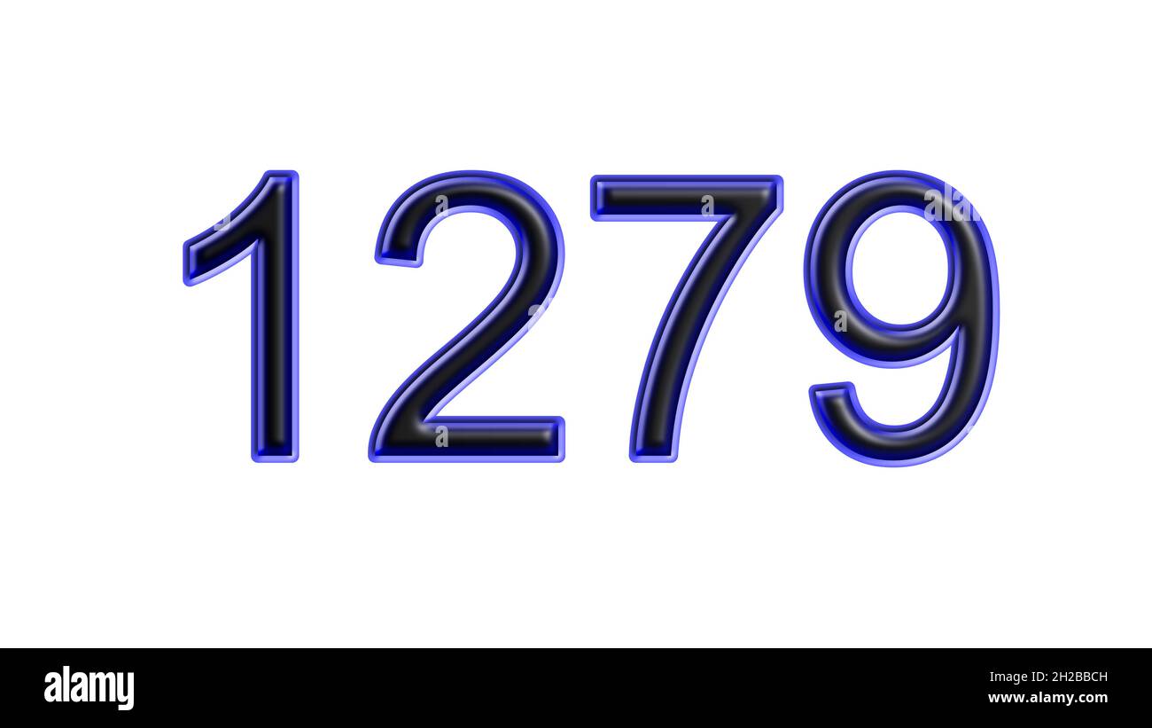 blue 1279 number 3d effect white background Stock Photo - Alamy