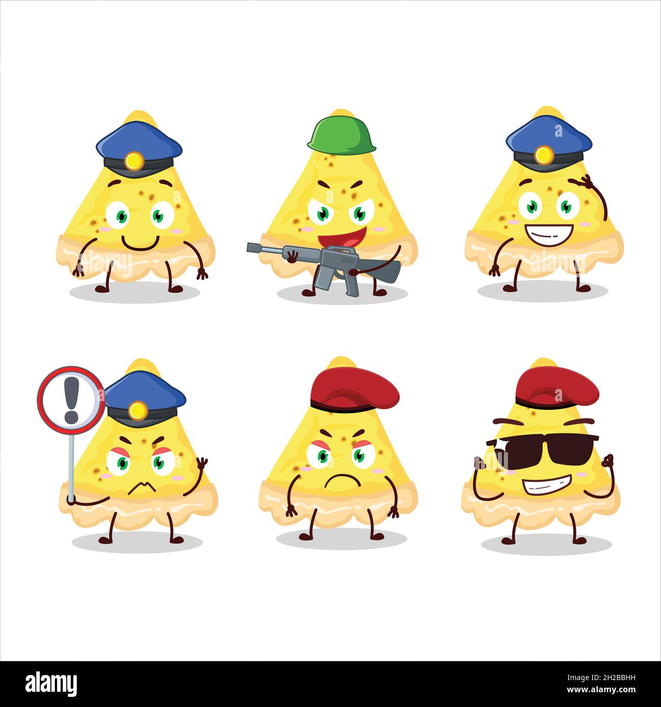 A dedicated Police officer of slice of cheese tart mascot design style ...