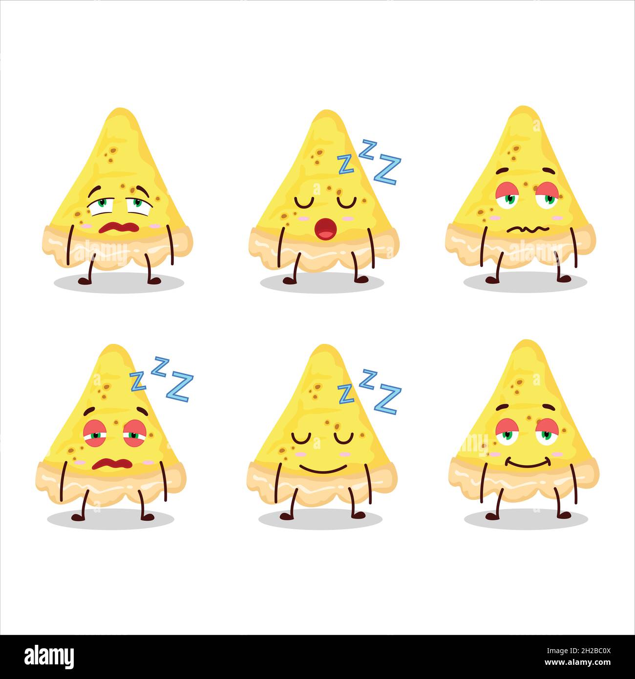Cartoon character of slice of cheese tart with sleepy expression ...