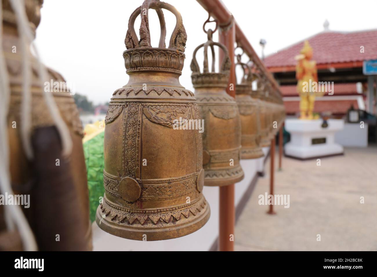Big bells in Thai temples used for beating, focus selective Stock Photo ...