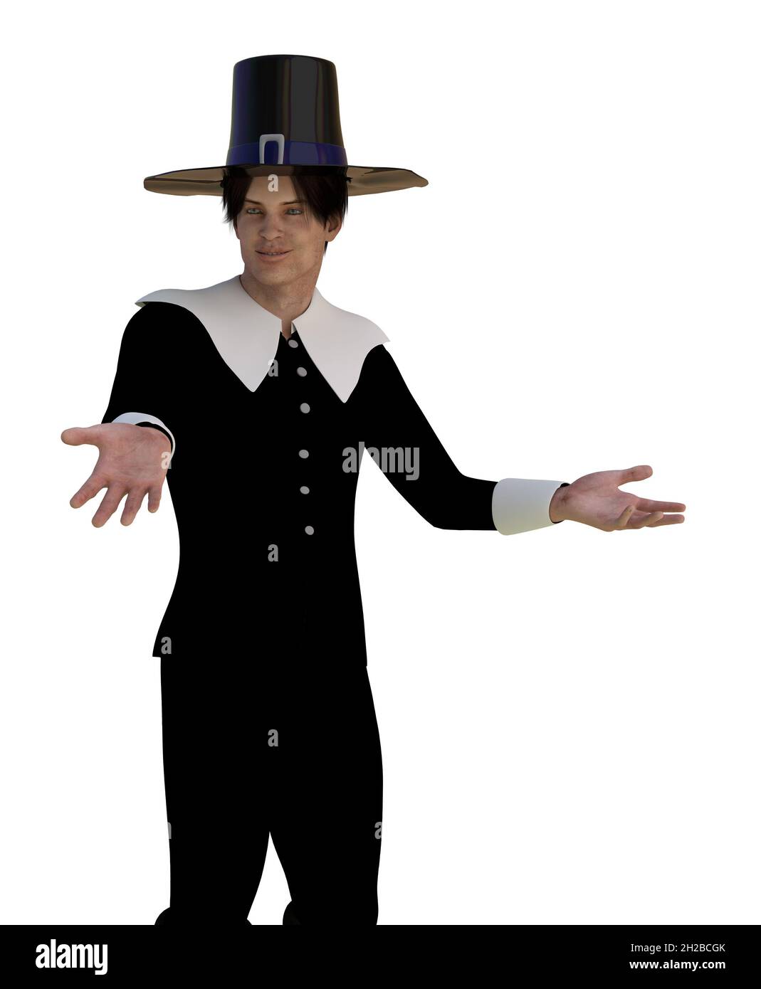 Digitally rendered man wear old pilgrim costume, 3D Illustration Stock ...
