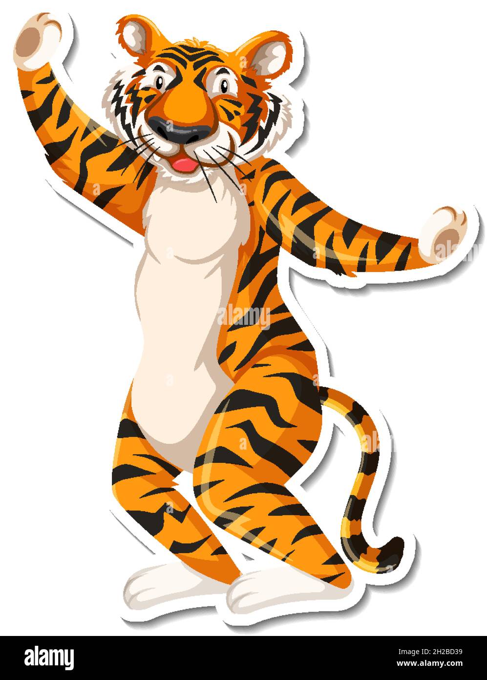 Tiger dancing cartoon character on white background illustration Stock ...