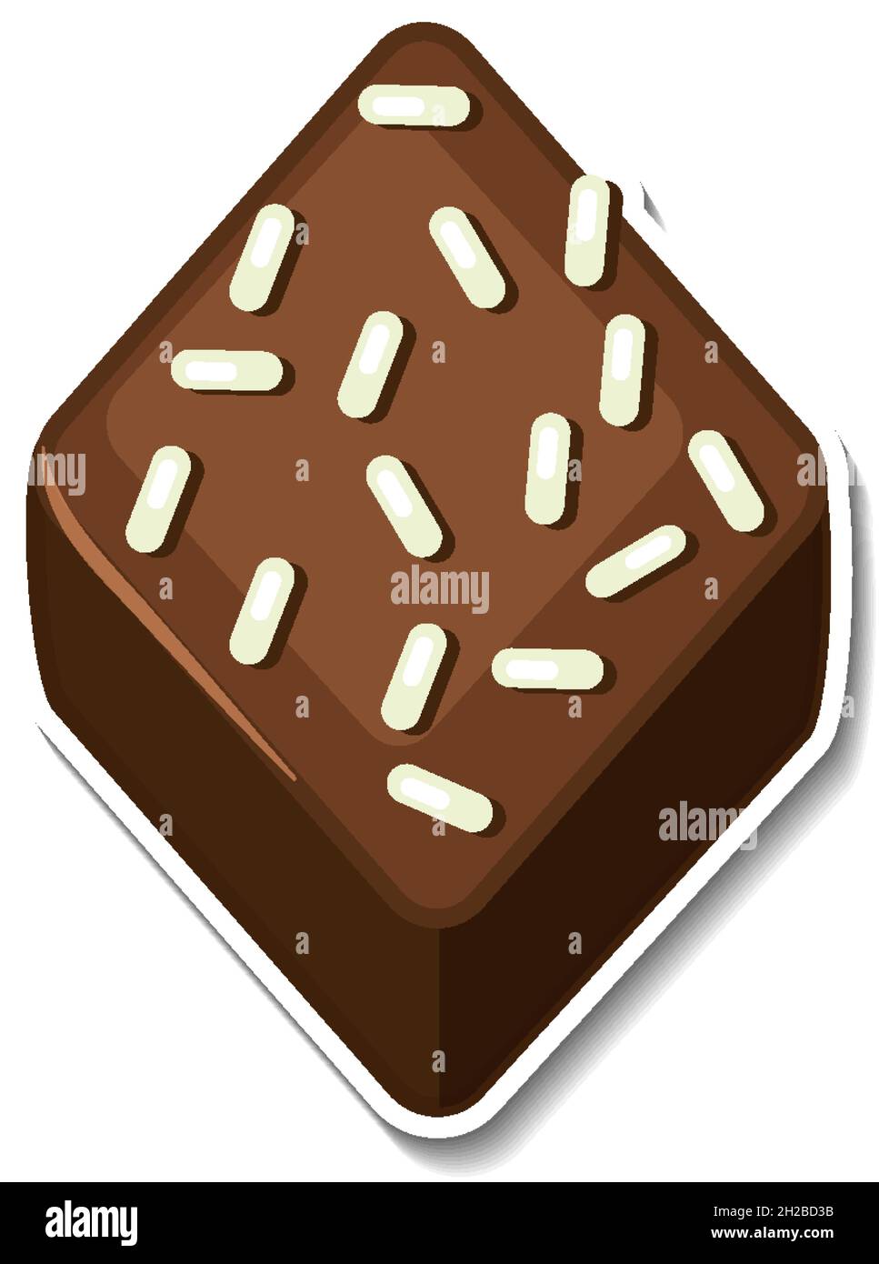 Chocolate brownie sticker isolated on white background illustration ...