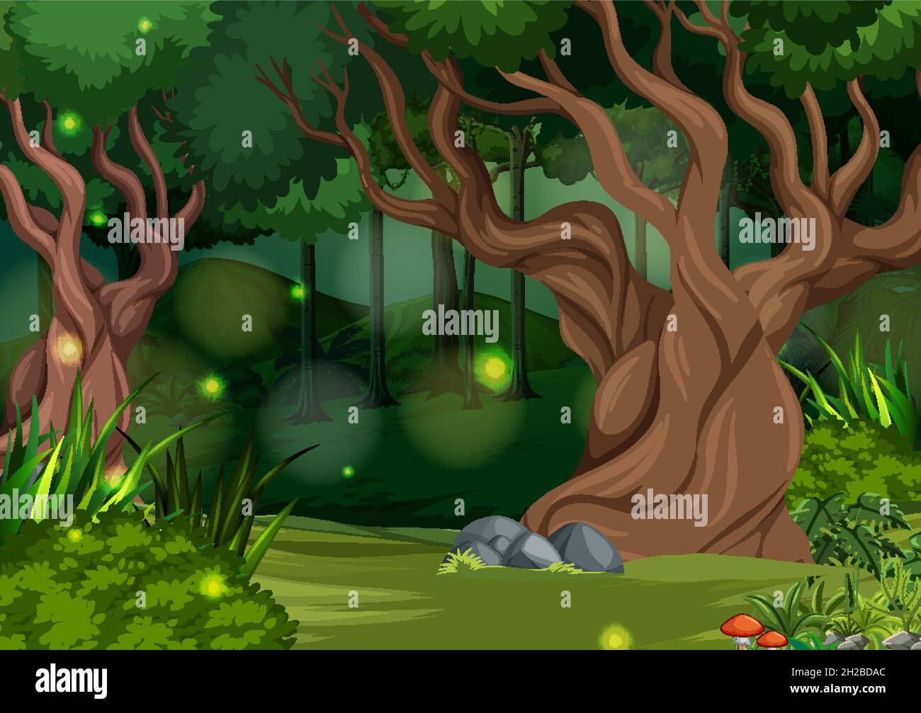 Enchanted forest landscape background illustration Stock Vector Image ...