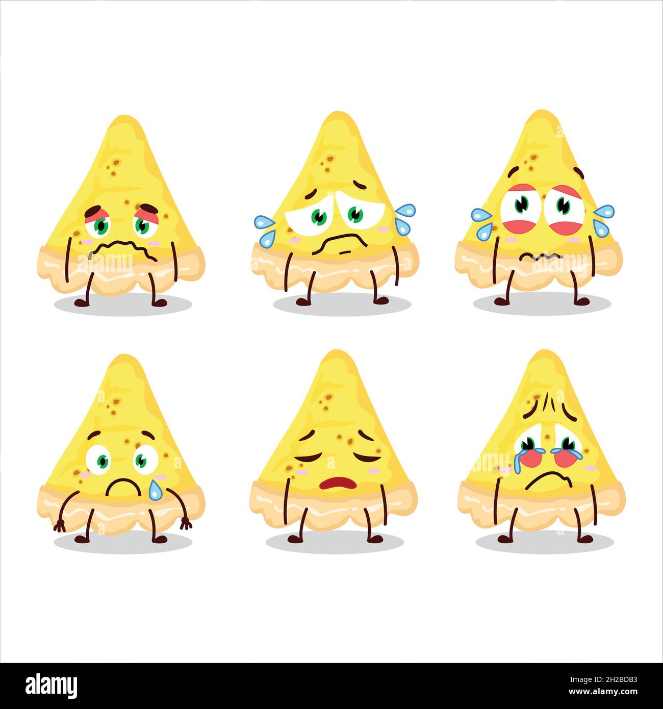 Slice of cheese tart cartoon character with sad expression. Vector ...