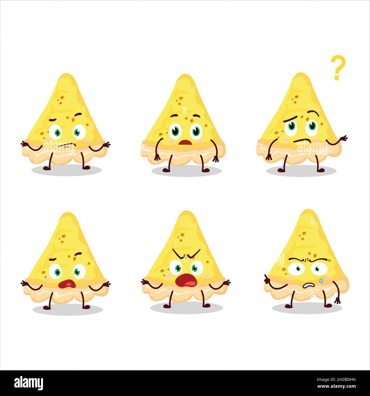 Cartoon character of slice of cheese tart with what expression. Vector ...