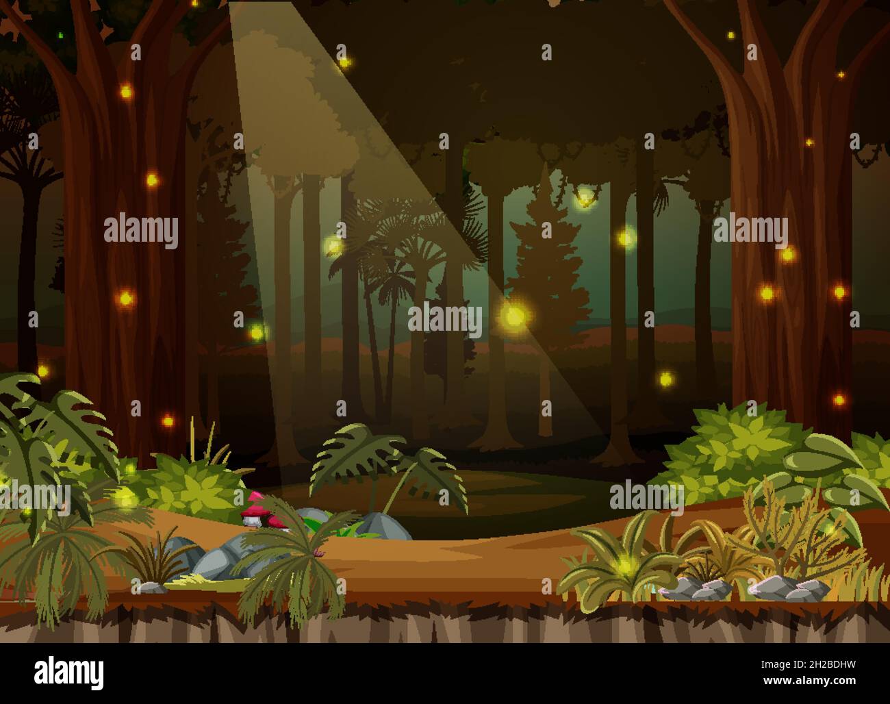 Enchanted forest landscape background illustration Stock Vector Image ...