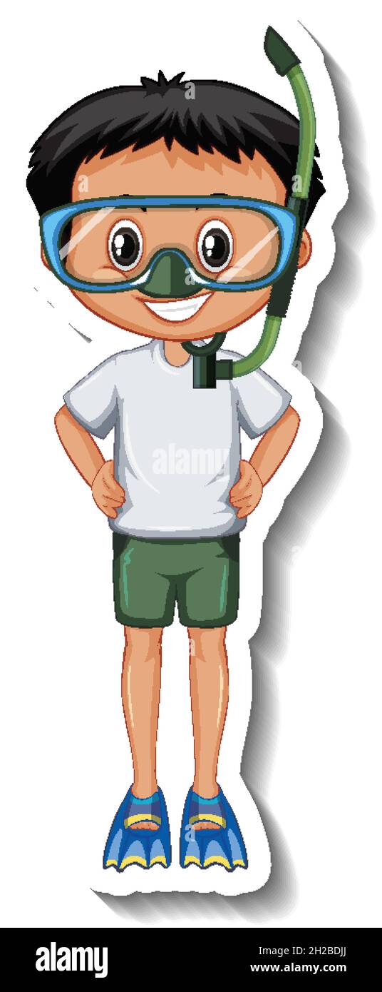 Cartoon illustration boy snorkeling mask hi-res stock photography and ...