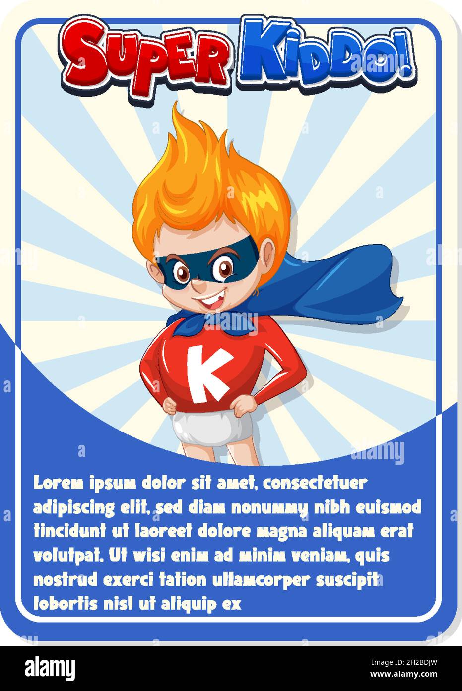 Character game card template with word Super Kiddo illustration Stock ...