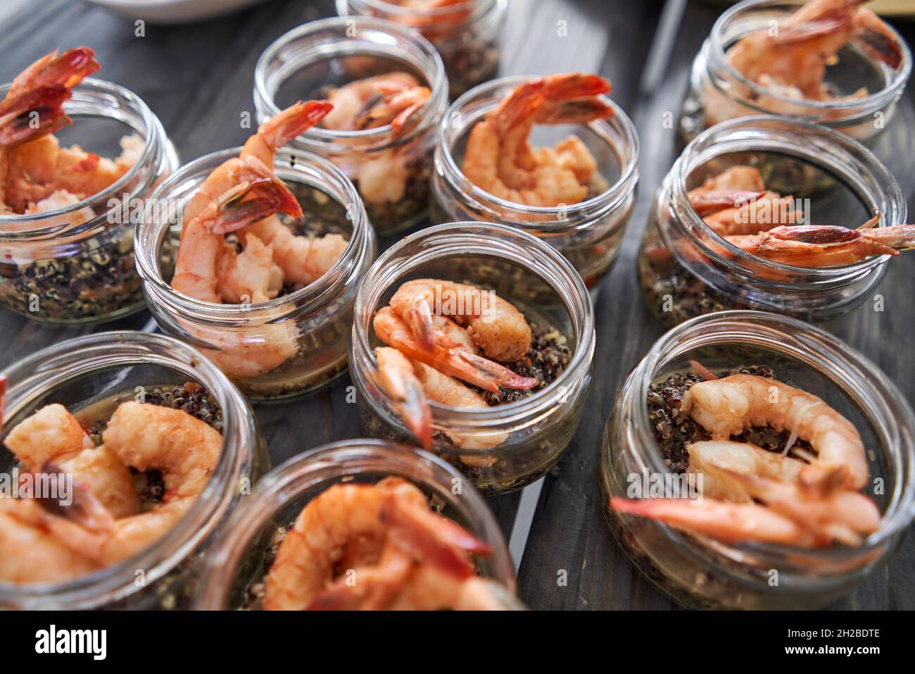 Delicious fresh seafood, shrimp with fresh vegetables. buffet table ...