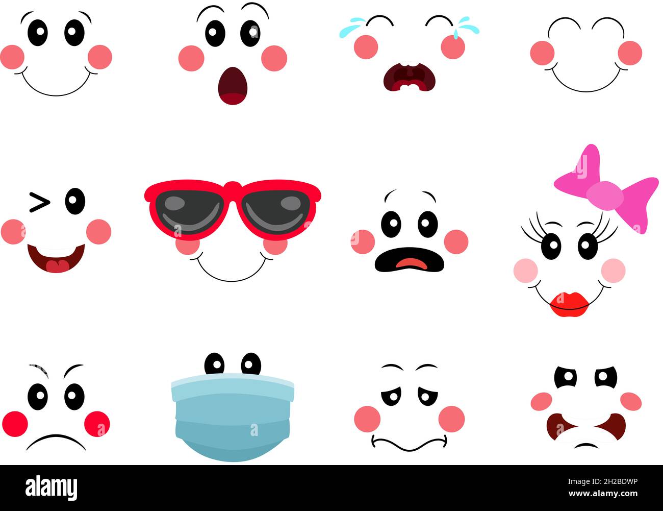 Face expression emoji icons isolated Stock Photo - Alamy