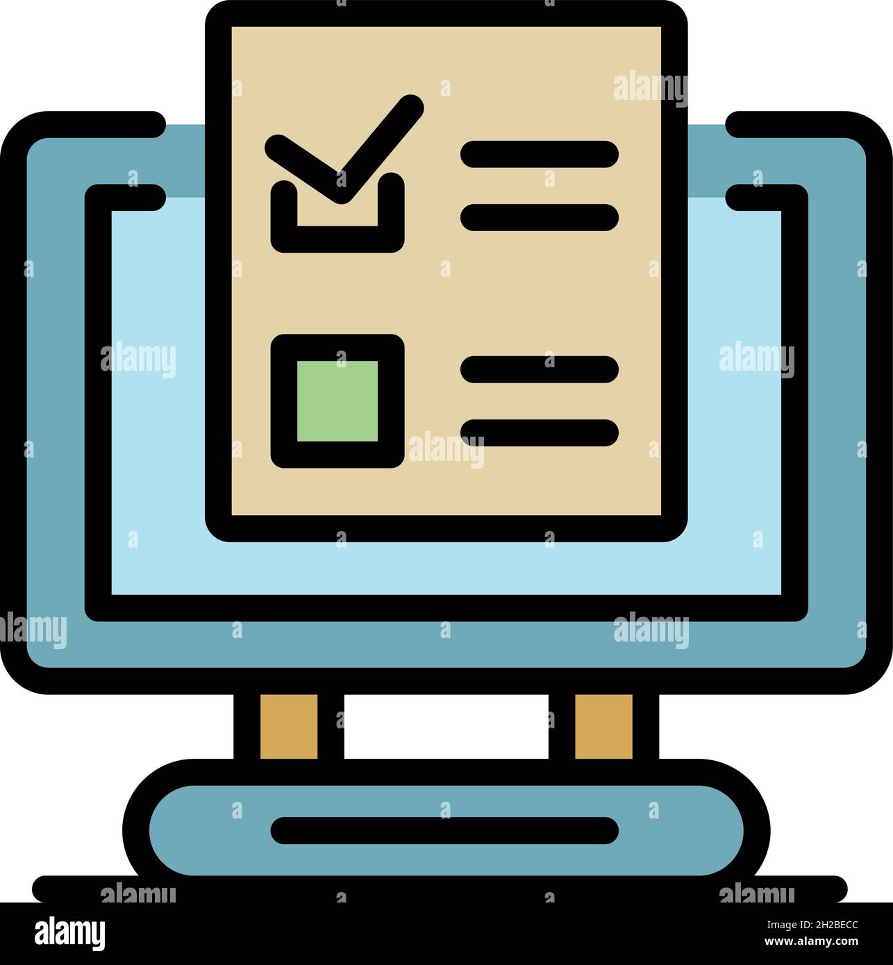 Online vote icon. Outline online vote vector icon color flat isolated ...