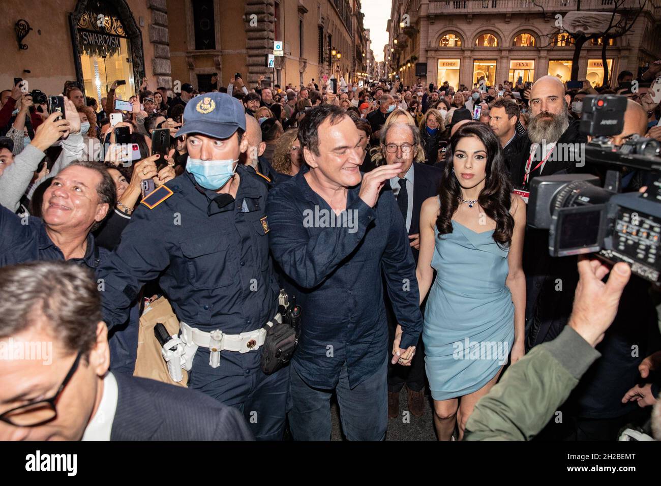 Quentin Tarantino in via Condotti. In the photo: Quentin Tarantino with ...