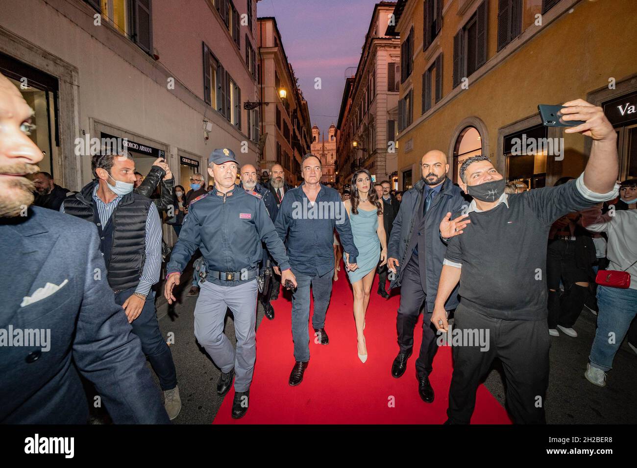 Quentin Tarantino in via Condotti. Pictured: Quentin Tarantino with his ...