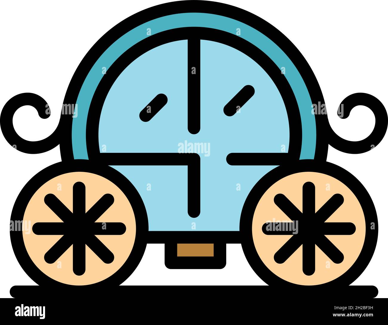 Wedding carriage icon. Outline wedding carriage vector icon color flat ...