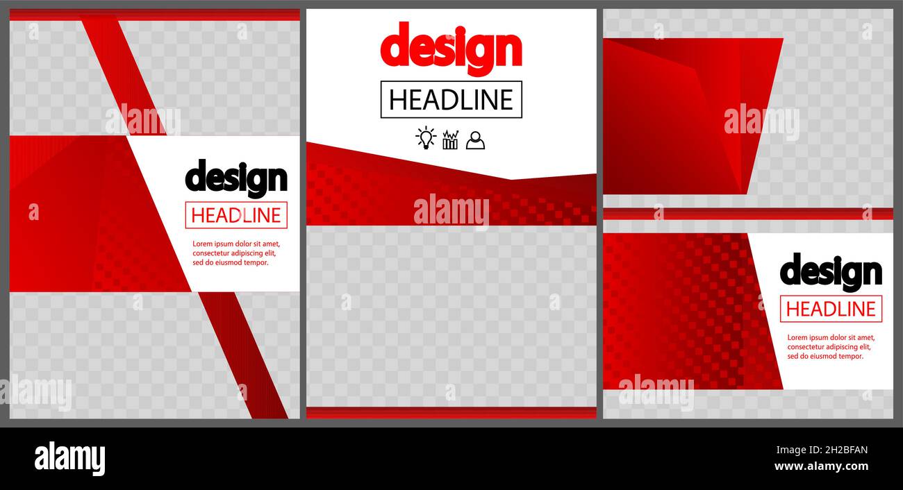 Modern red, white and black design for flyer, presentations templates ...