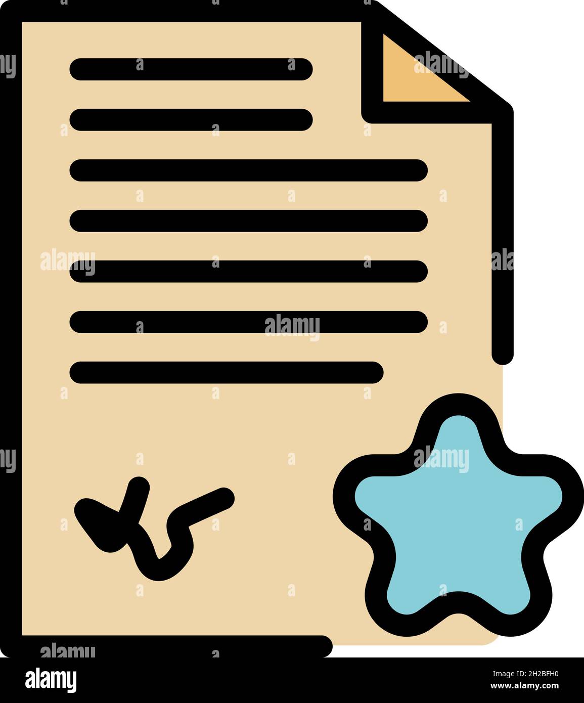 Paper star document icon. Outline paper star document vector icon color ...