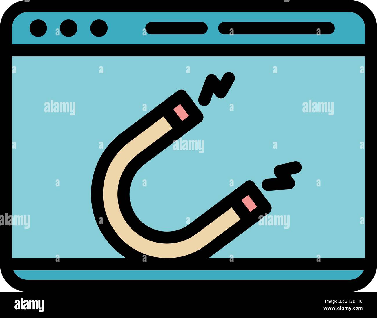 Magnet web page icon. Outline magnet web page vector icon color flat ...